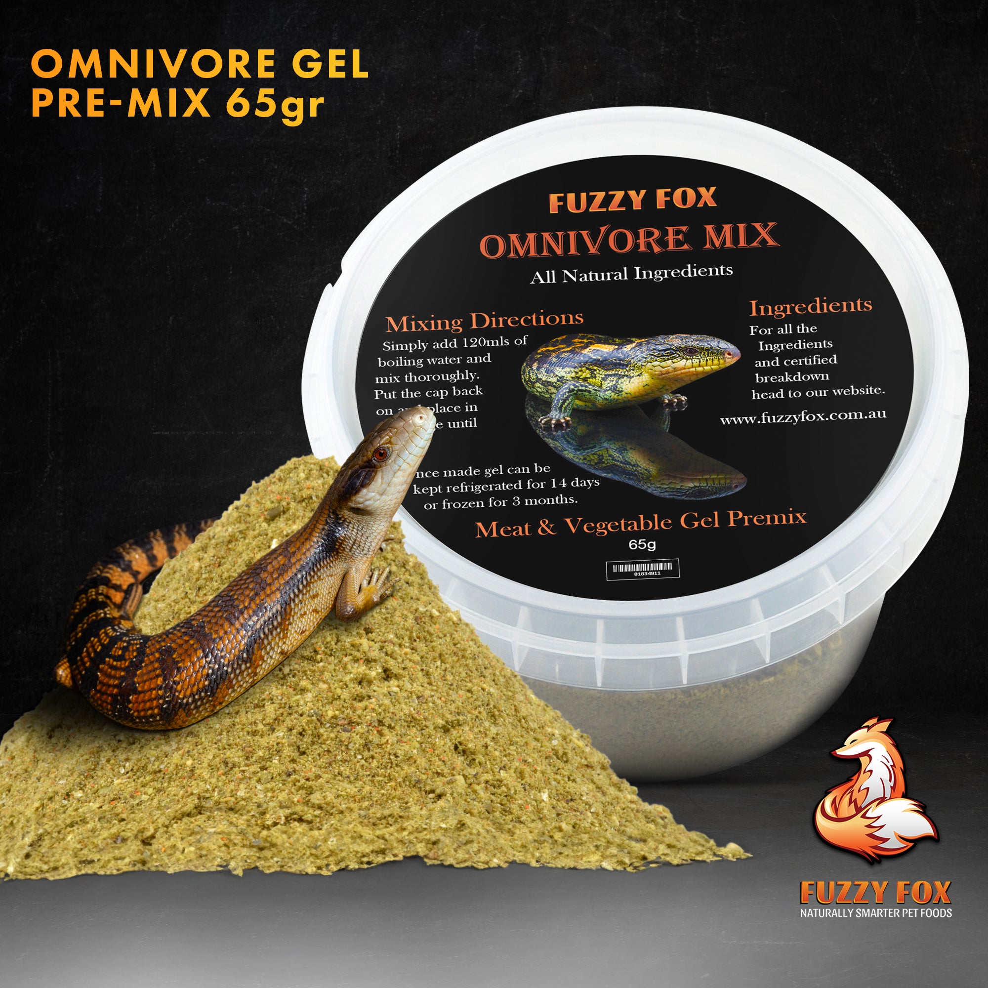 Omnivore Gel Pre-mix 65g | Reptiles Food Omnivore – Fuzzy Fox Naturally ...